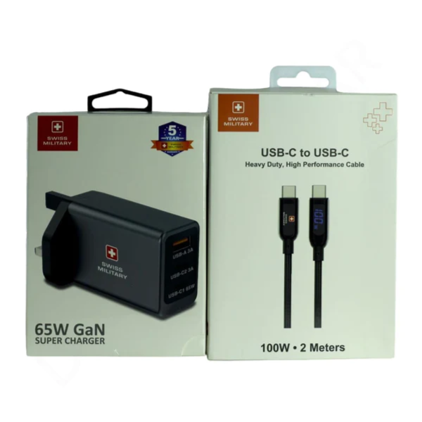 Swiss Military 65W GaN Super Charger with 2 USB C and 1 USB A output ...